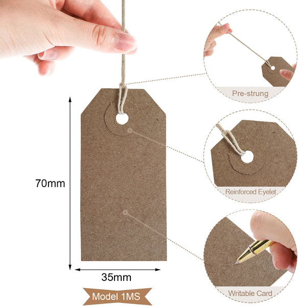 Swift Strung Tags Brown Reinforced Card Clothing Parcel Label String H ...